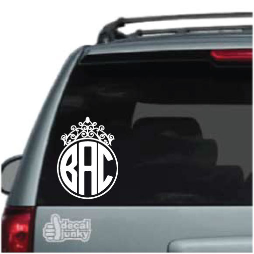 Tiara Circle Monogram Car Decals & Window Stickers | Decal Junky