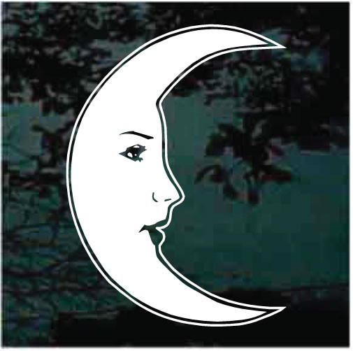 Lady Crescent Moon Decals & Stickers | Decal Junky