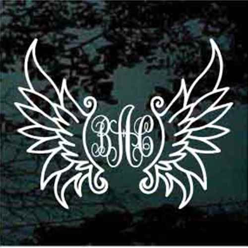 Angel Wings Monogram Car Window Decals & Stickers | Decal Junky