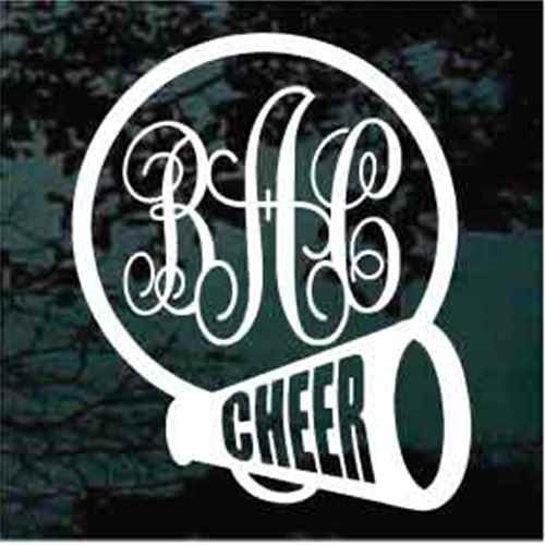 Cheerleader Megaphone Monogram Decals Stickers