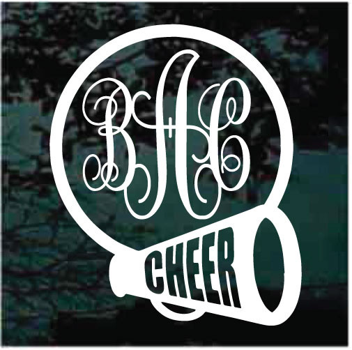 Cheer Megaphone Script Monogram Decals Stickers