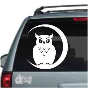 Owl On The Moon Car Decals & Window Stickers | Decal Junky