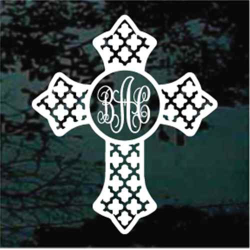 Decorative Cross Monogram Car Decals & Window Stickers | Decal Junky