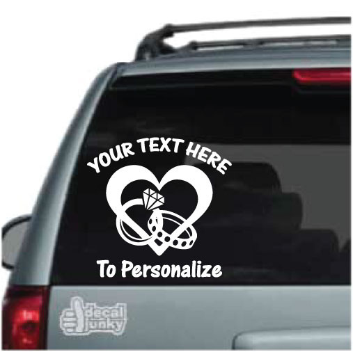 Heart With Interlocking Wedding Rings Window Decals | Decal Junky