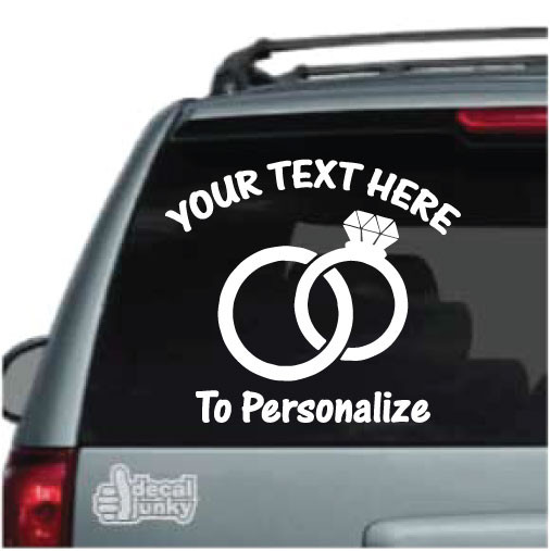 Interlocking Wedding Rings Car Decals & Window Stickers | Decal Junky