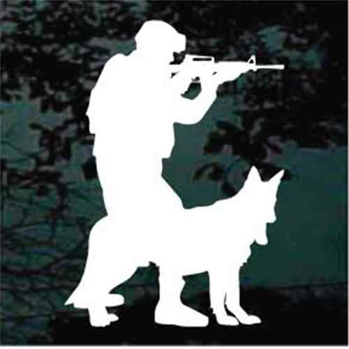 Military Soldier With Working Service Dog Decals | Decal Junky