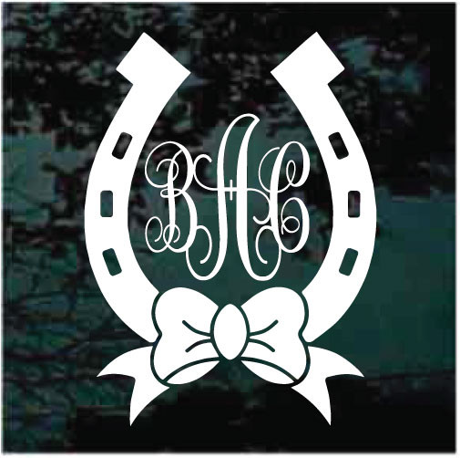 Bow Horseshoe Monogram Car Decals & Stickers | Decal Junky