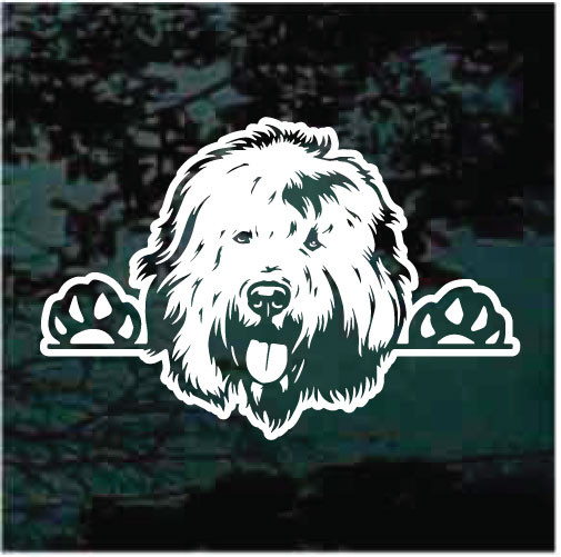 Old English Sheepdog Peeking Decals Car Window Stickers | Decal Junky