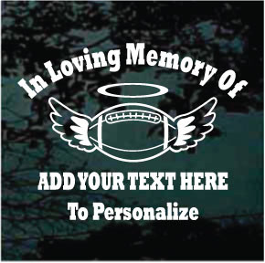 Football with Wings Memorial Car Decals & Stickers | Decal Junky