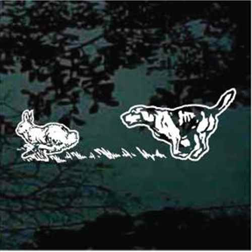 Beagle Chasing Running Rabbit Car Decals & Stickers | Decal Junky