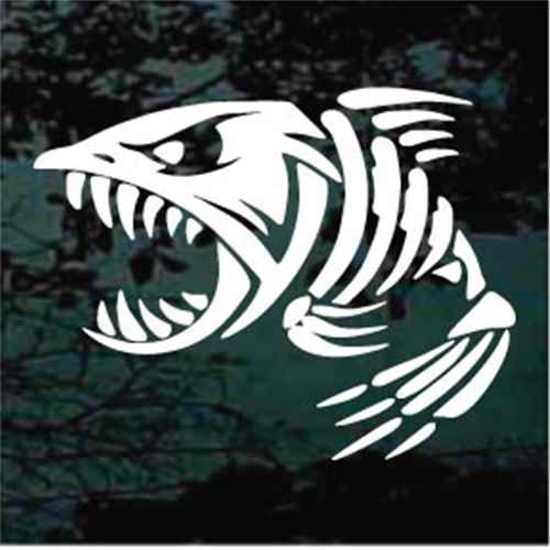 Angry Fish Bones Car Decals Window Stickers - Decal Junky