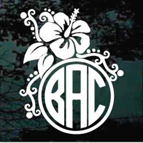 Hibiscus Flower Monogram Decals Stickers for Cars Trucks Windows