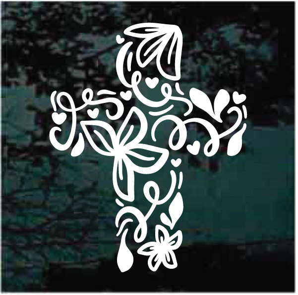 Flourish Cross Car Window Decals & Stickers | Decal Junky