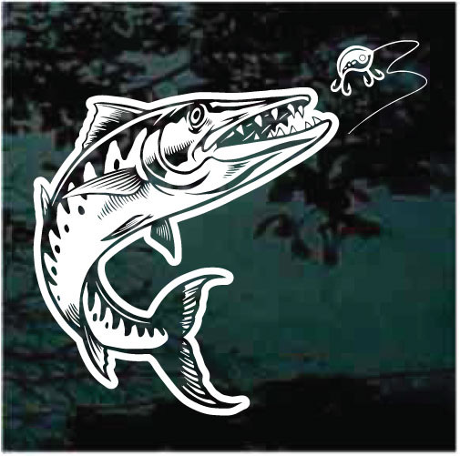 Barracuda Fish Chasing Lure Car Decals & Stickers | Decal Junky