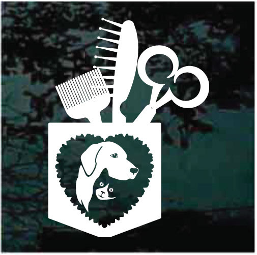 Dog Grooming Tools Pocket Car Decals & Stickers | Decal Junky