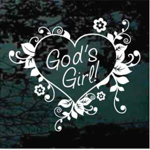 God's Girl Floral Heart Car Window Decals & Stickers | Decal Junky