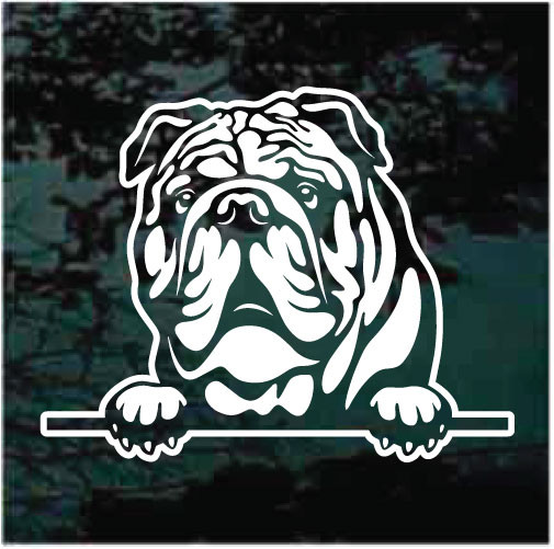 Olde English Bulldog Peeking Car Window Decals | Decal Junky
