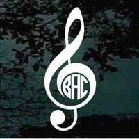 Treble Clef Monogram Decals Stickers for Cars Trucks Windows