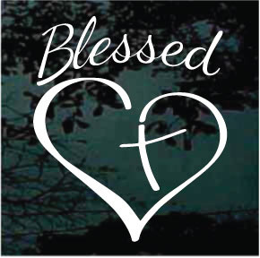 Blessed Heart Cross Car Window Decals & Stickers | Decal Junky