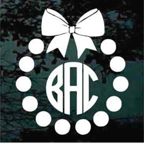 Bow Large Dots Circle Monogram Decals Stickers - Decal Junky