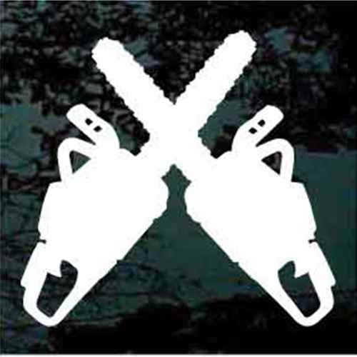 Crossed Chainsaw Silhouette Decals - Decal Junky