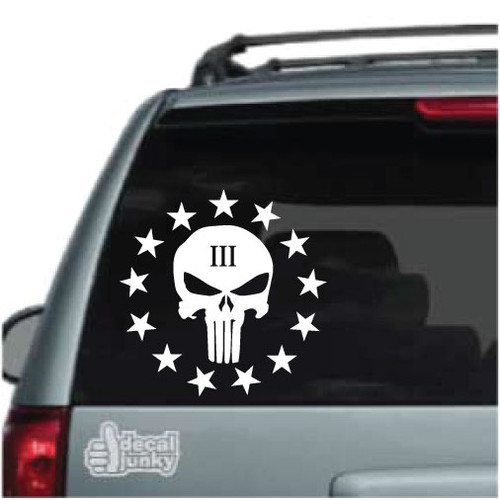 3 Percenter Stars Skull Decals & Stickers | Decal Junky