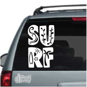 Decorative Surf Vinyl Lettering Car Window Decals | Decal Junky