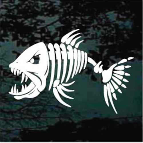 Angry Fish Skeleton Decals Car Window Stickers - Decal Junky