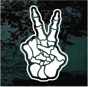 Skeleton Hand Peace Sign Decals Custom Vinyl Stickers | Decal Junky
