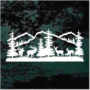 Deer Mountain Scene Car Window Decals & Stickers | Decal Junky