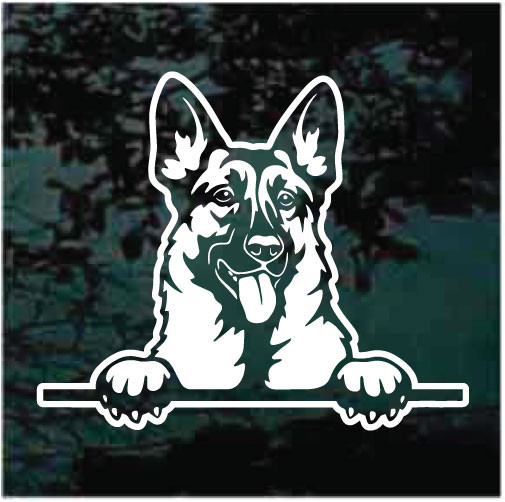 Happy German Shepherd Peeking Car Window Decals | Decal Junky