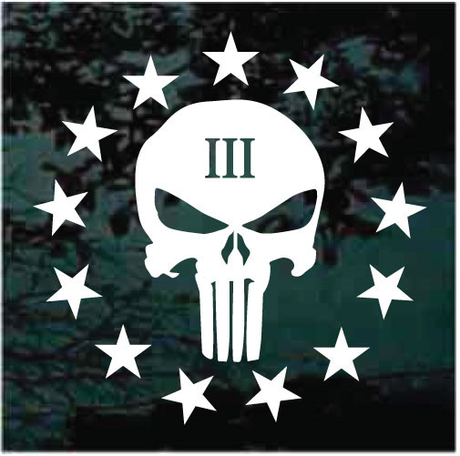 3 Percenter Stars Skull Decals & Stickers | Decal Junky