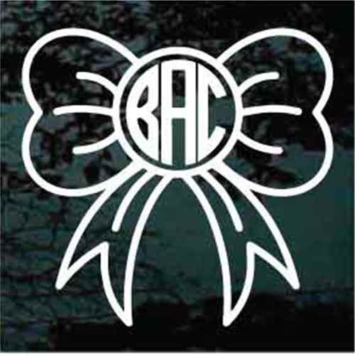 Bow Outline Monogram Decals & Car Window Stickers