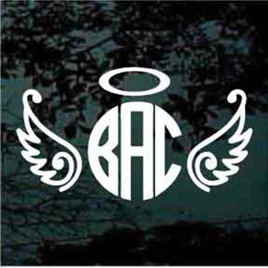 Angel Wings Halo Monogram Decals & Stickers | Decal Junky