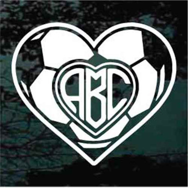 Soccer Ball Heart Monogram Decals & Stickers | Decal Junky