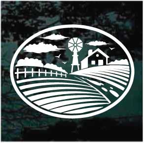 Farm Scene Oval Car Window Decals & Stickers | Decal Junky