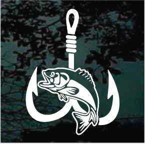 Fish Hook With Fish Decals & Car Window Stickers | Decal Junky