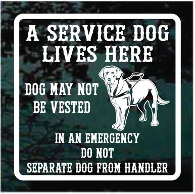 A Service Dog Lives Here Custom Decals Stickers for Cars Trucks Windows