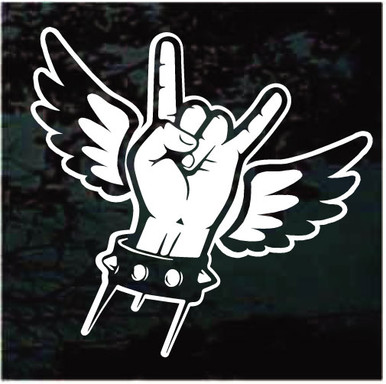 Rock On Hand With Wings Car Decals & Window Stickers | Decal Junky