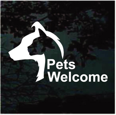 Pets Welcome Sign Decals & Stickers | Decal Junky
