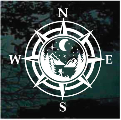 Hiking Scene Navigation Compass Decals