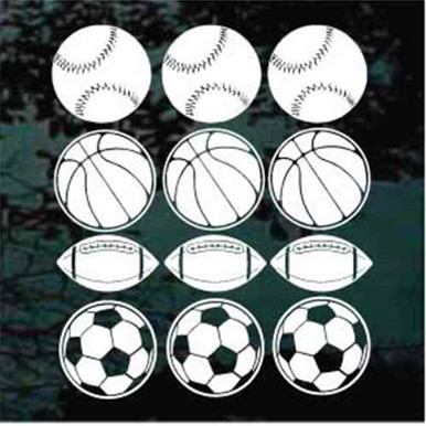 12 Assorted Sports Balls Car Decals & Window Stickers | Decal Junky