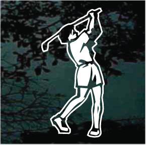 Golfer Swinging Golf Club Car Decals & Window Stickers | Decal Junky