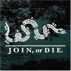 Join Or Die Car Window Decals & Stickers | Decal Junky
