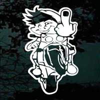 Motorcycle Boy Giving The Finger Decals & Stickers | Decal Junky