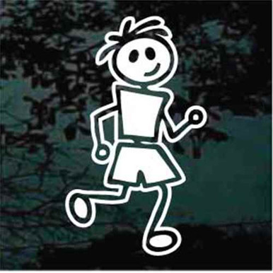 Stick Family Cartoon Boy Running Car Decals & Stickers | Decal Junky