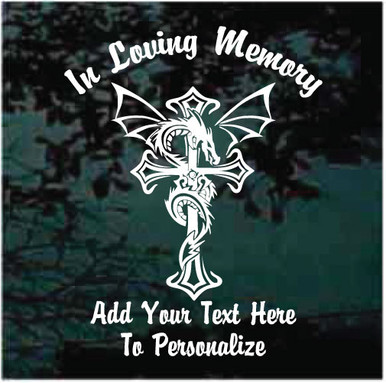 Dragon Cross Memorial Car Window Decals & Stickers | Decal Junky