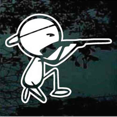Stick Man Hunter With Gun Decals & Window Stickers