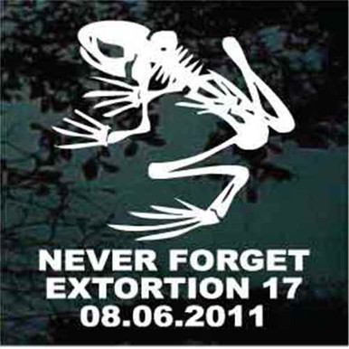 Never Forget Extortion Car Window Decals & Stickers | Decal Junky