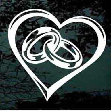 Wedding Rings In Heart Car Decals & Window Stickers | Decal Junky